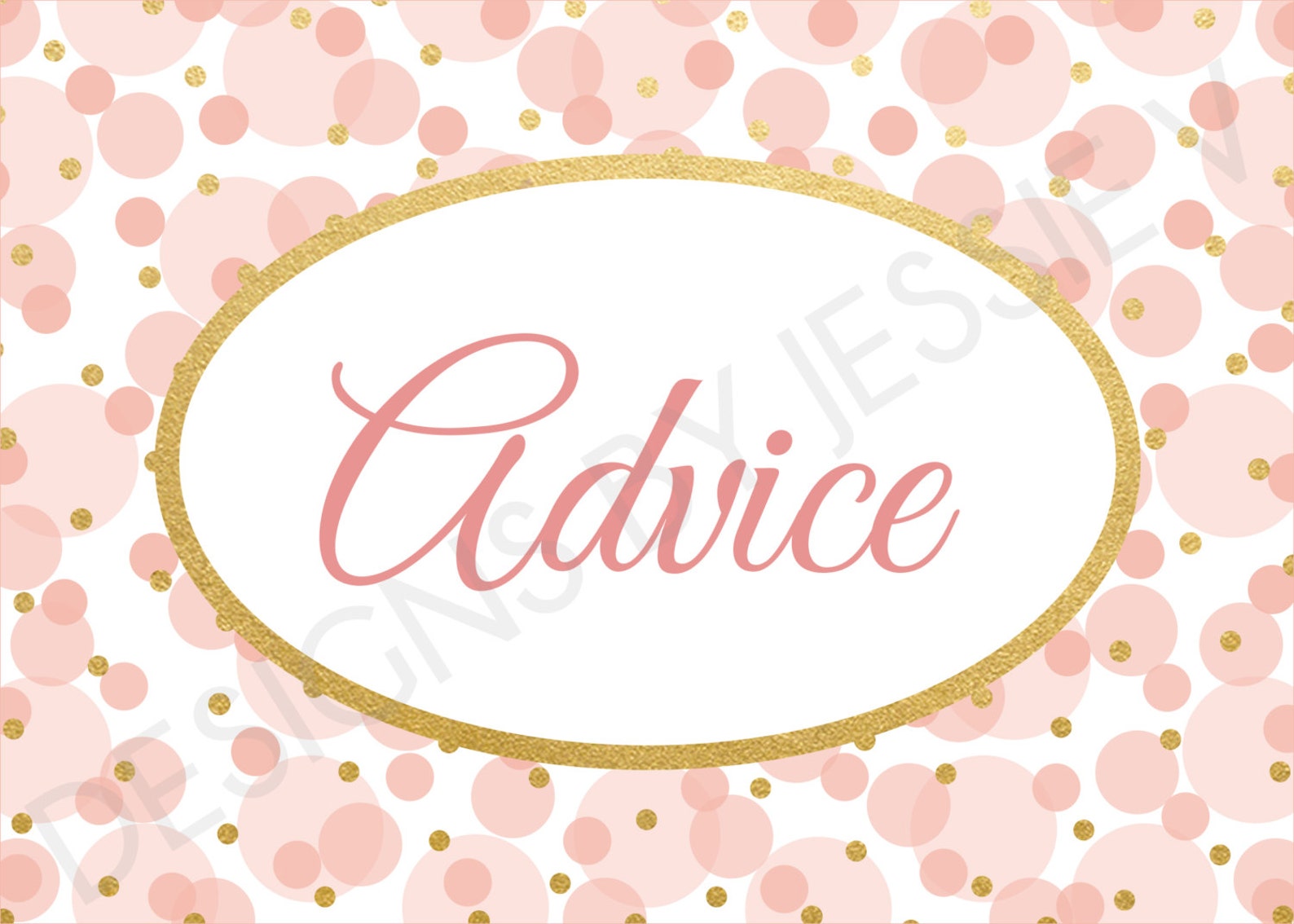 Pink and Gold Advice Cards Printable Advice Cards Baby | Etsy