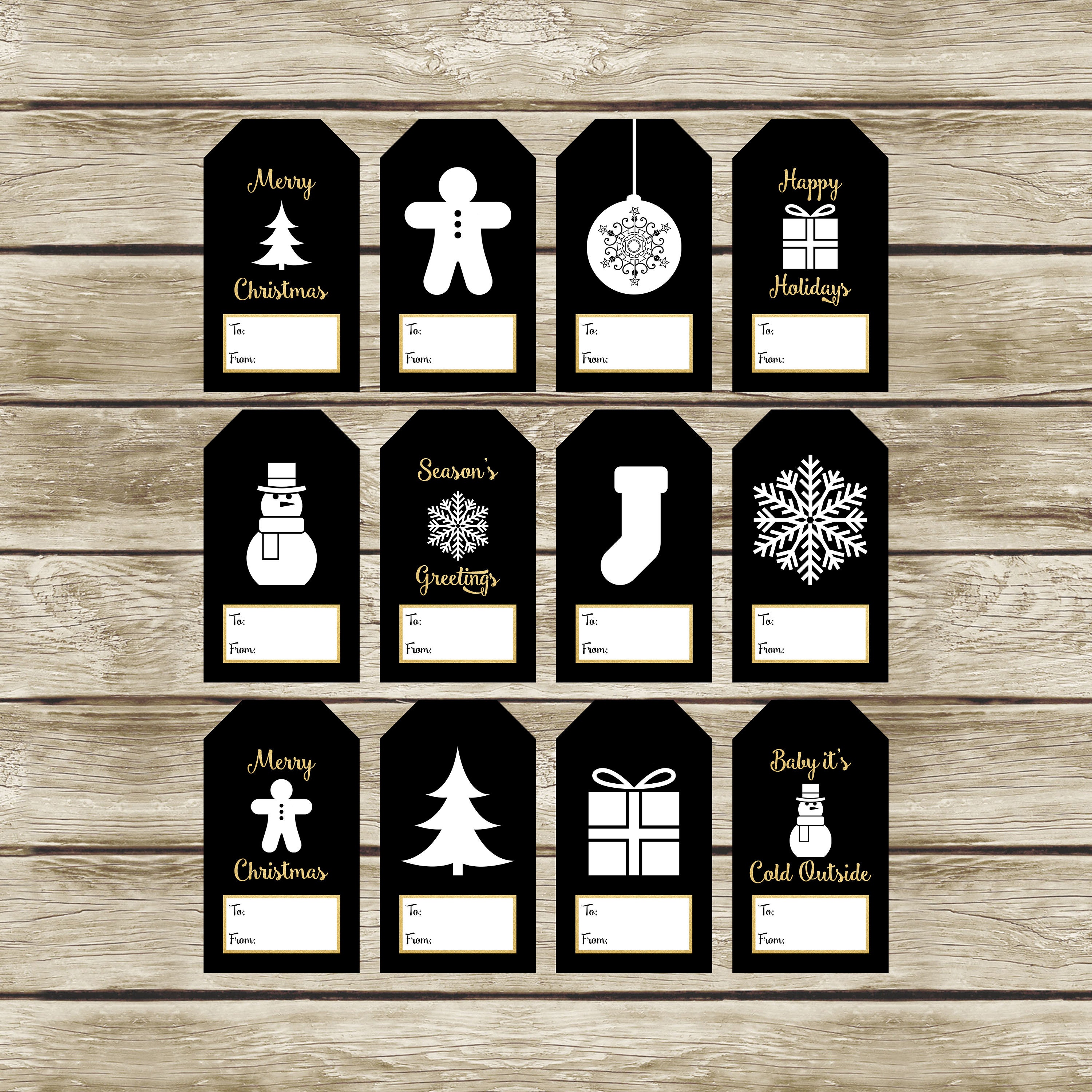 Black And White Christmas Tags
