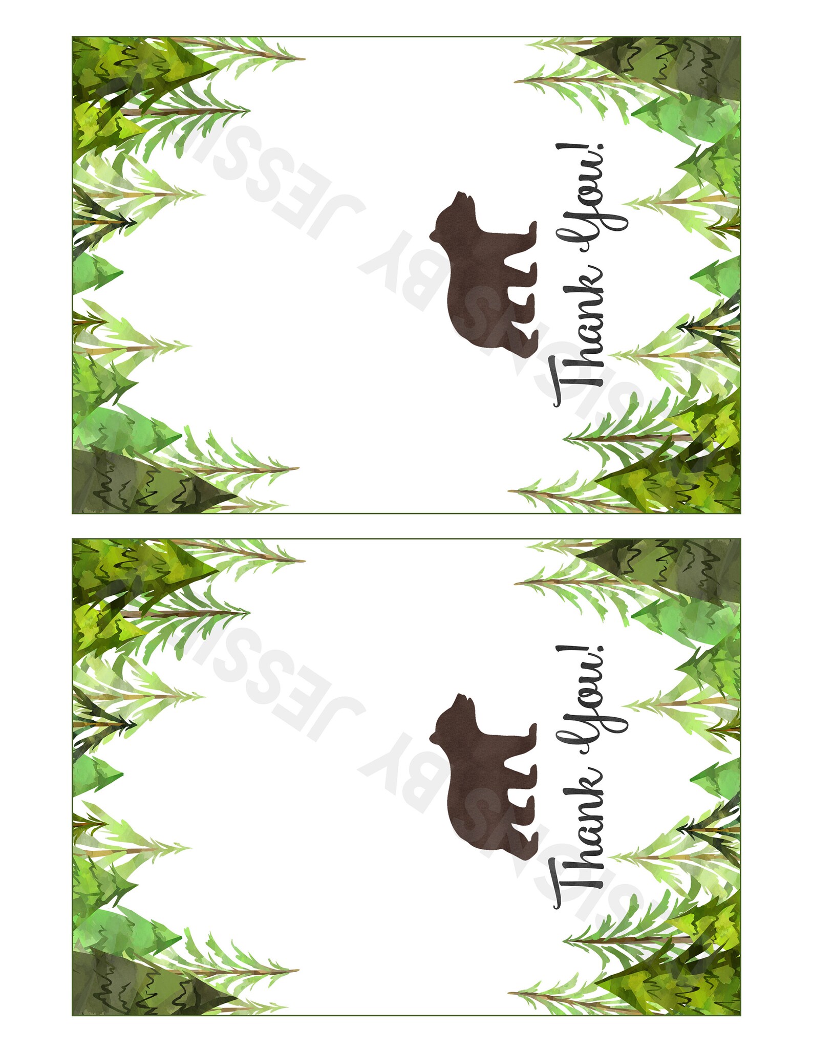 Little Bear Thank You Card Printable Thank You Cards Baby - Etsy