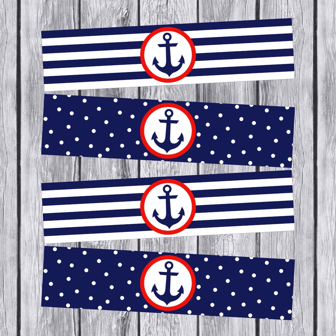 Nautical Water Bottle Labels Printable Nautical Water Bottle - Etsy