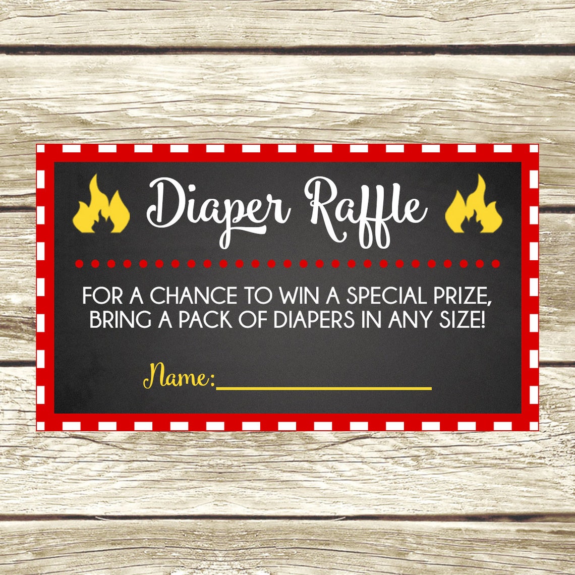 Fire Truck Diaper Raffle Tickets Printable Diaper Raffle | Etsy
