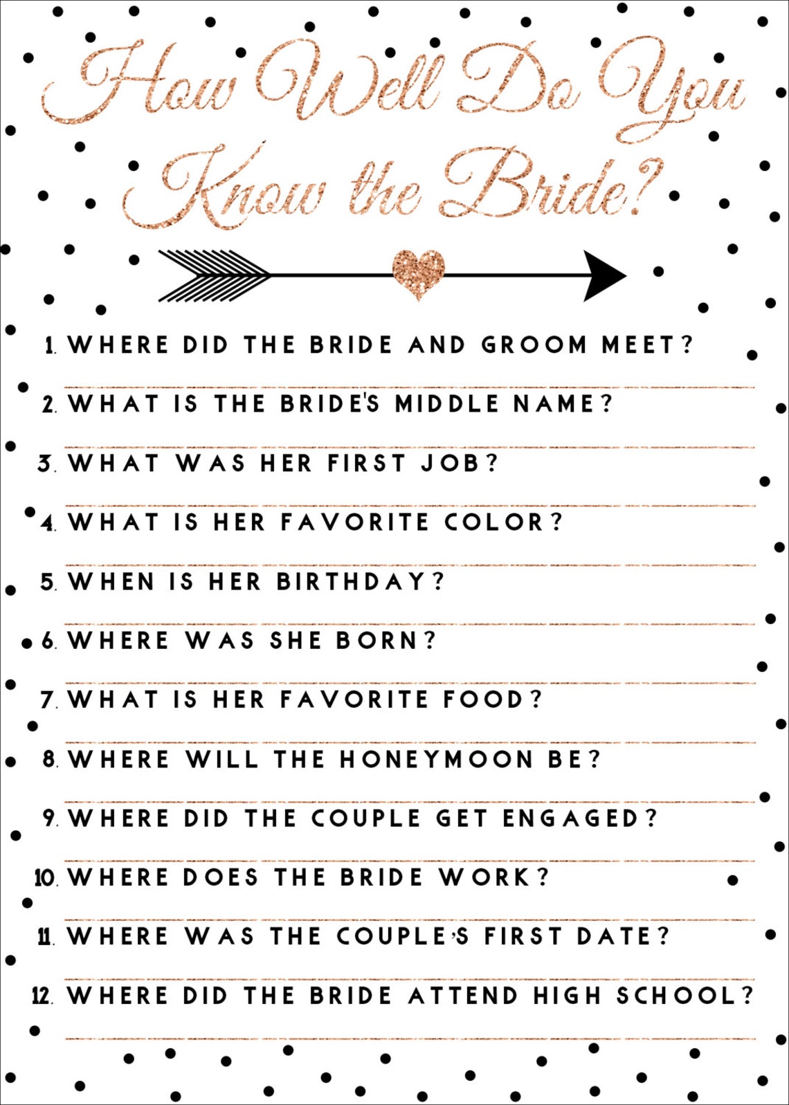 How Well Do You Know the Bride, Bridal Shower Game, Printable Bridal ...