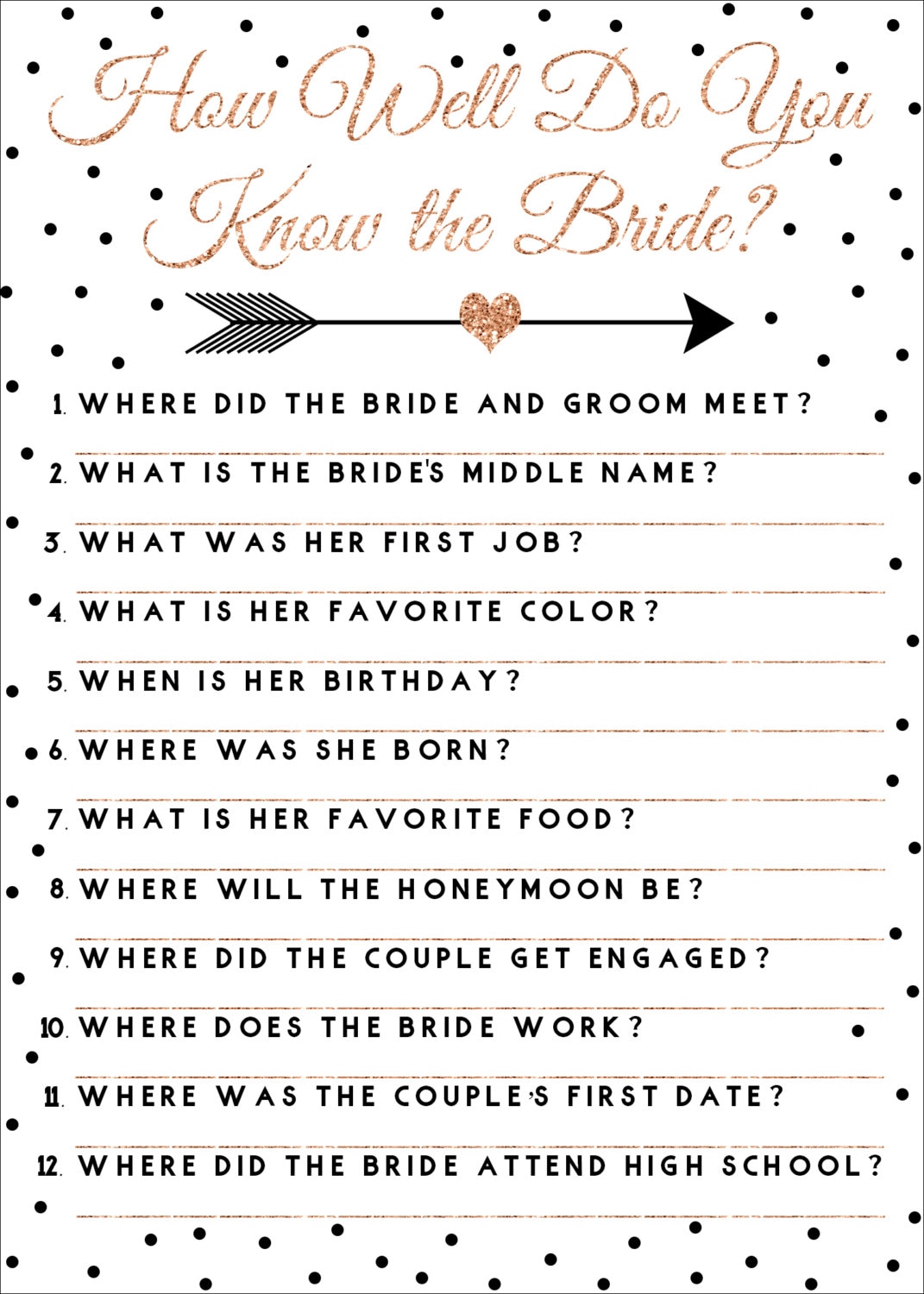 How Well Do You Know the Bride, Bridal Shower Game, Printable Bridal ...