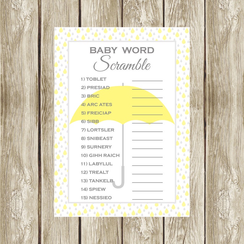 Baby Shower Word Scramble Printable Baby Word Scramble - Etsy