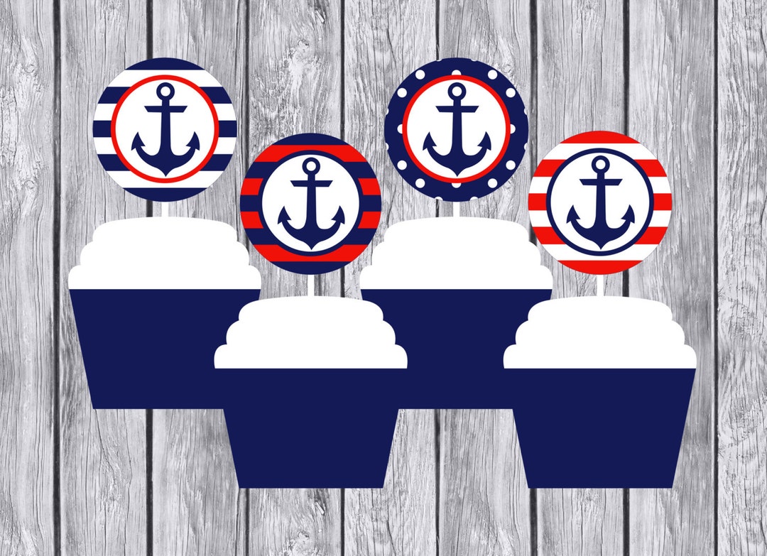 Nautical Cupcake Toppers, Printable Cupcake Toppers, Nautical Baby ...