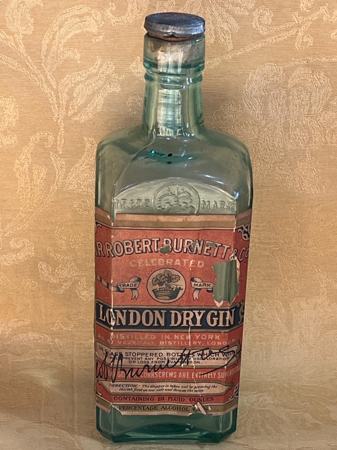 Vintage Sir Robert Burnett London Dry Gin Bottle With Stopper - Etsy