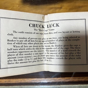 1930's Chuck a Luck Dice Game, the Bird Cage Game, Table Top Games ...