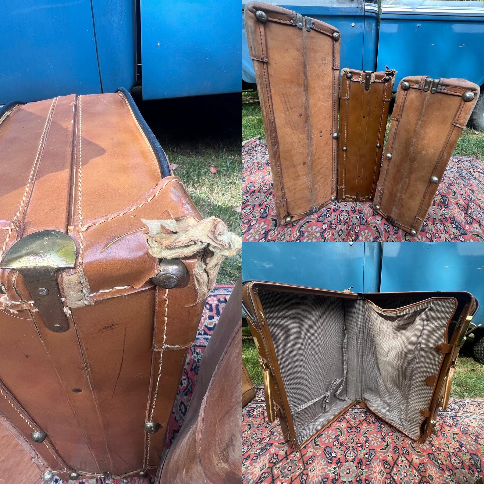 Vintage Leather Suitcase Set: Stackable Home Decor, Presto Lock - Etsy