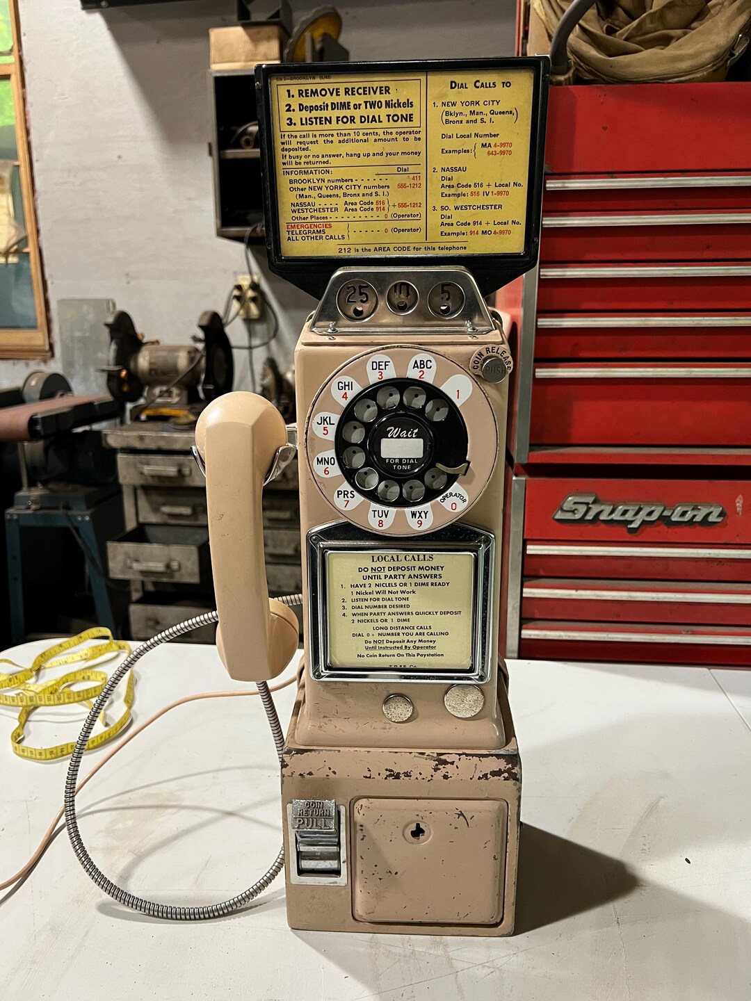 Vintage 1960s Pay Telephone: Pale Pink, Non-operational Movie Prop ...