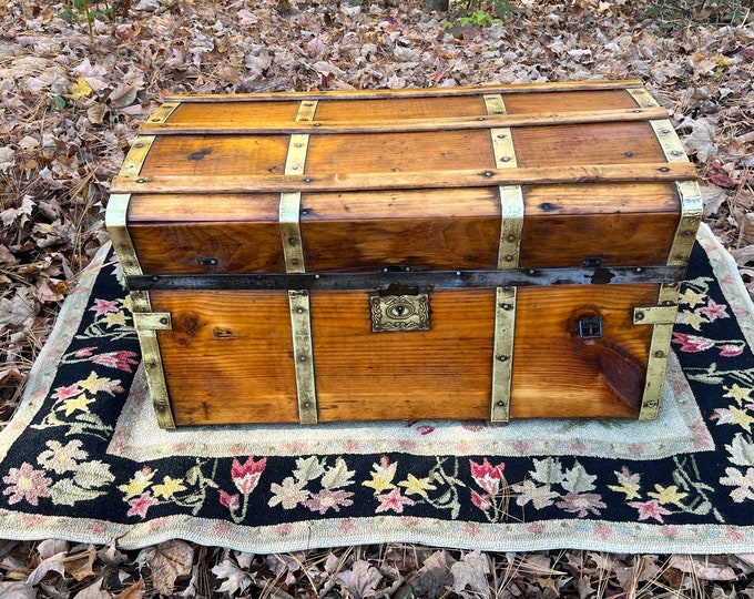 Antique Trunk, Jenny Lind Style, Refinished Trunk, Vintage Storage ...