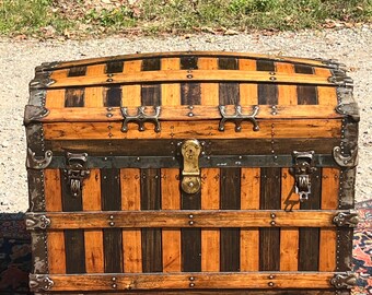 Antique Refreshed True Flat Top Trunk - Medium Trunk, Ca. 1890's Coffee ...