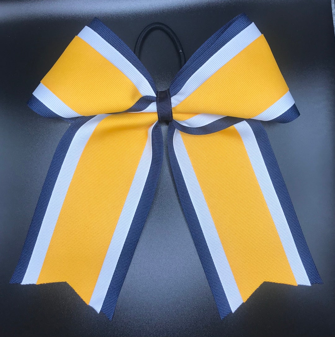 Navy, White, and Gold 3 Layer Bow - Etsy