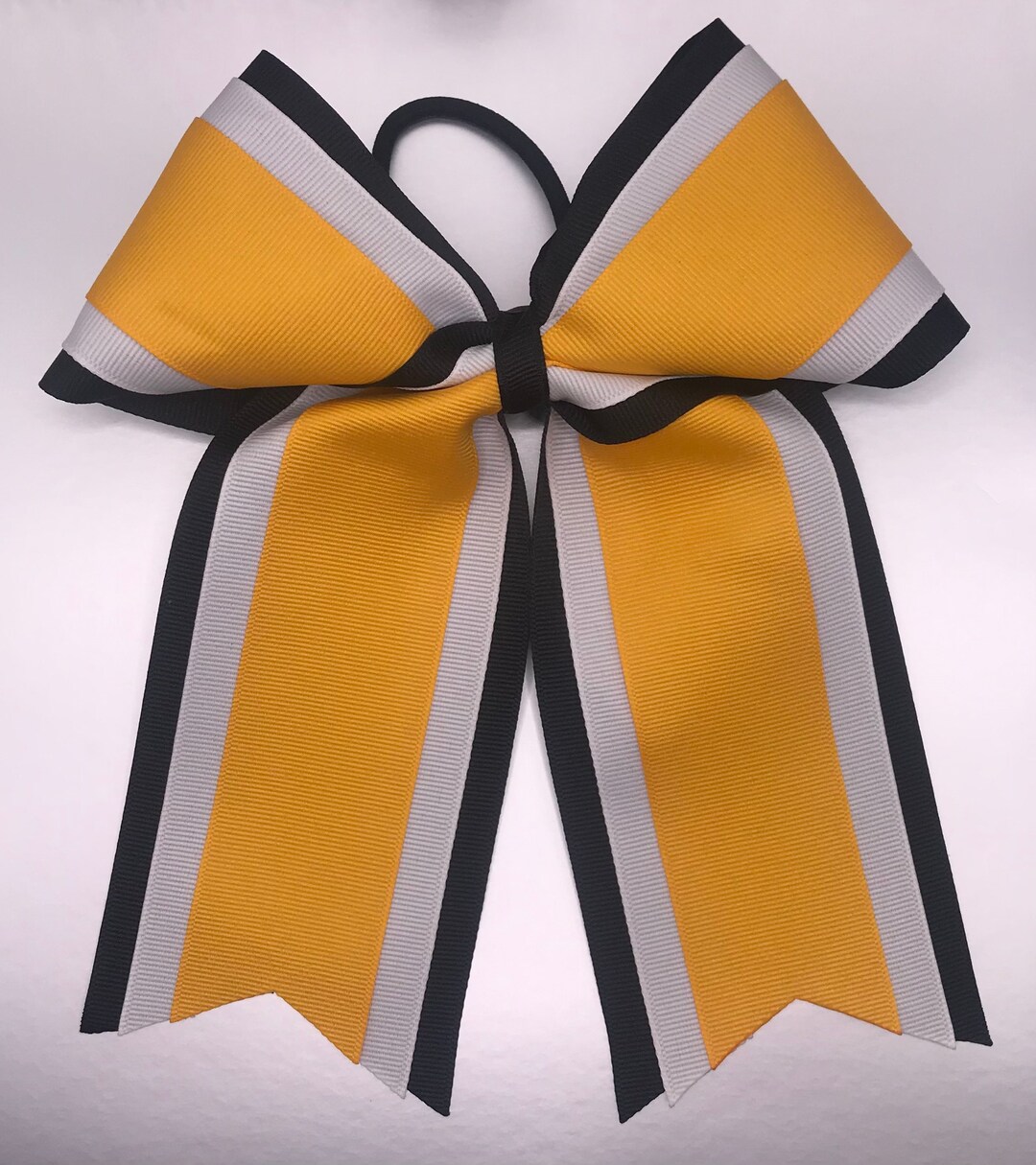 Black, White, and Gold 3 Layer Bow - Etsy