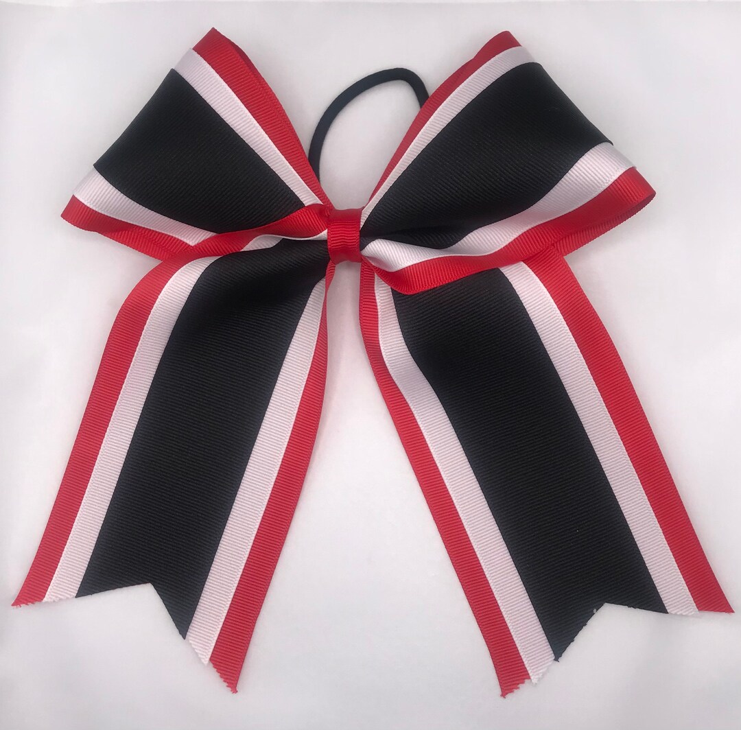Red, White and Black 3 Layer Bow - Etsy