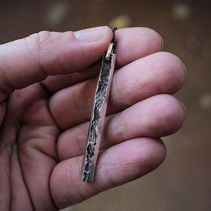 Long Rift Necklace - Mens Silver Necklace , Mens Brutalist Necklace ...