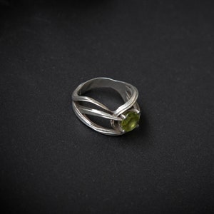 Quenya Ring - Art Nouveau Engagement Ring With Peridot , Aquamarine ...