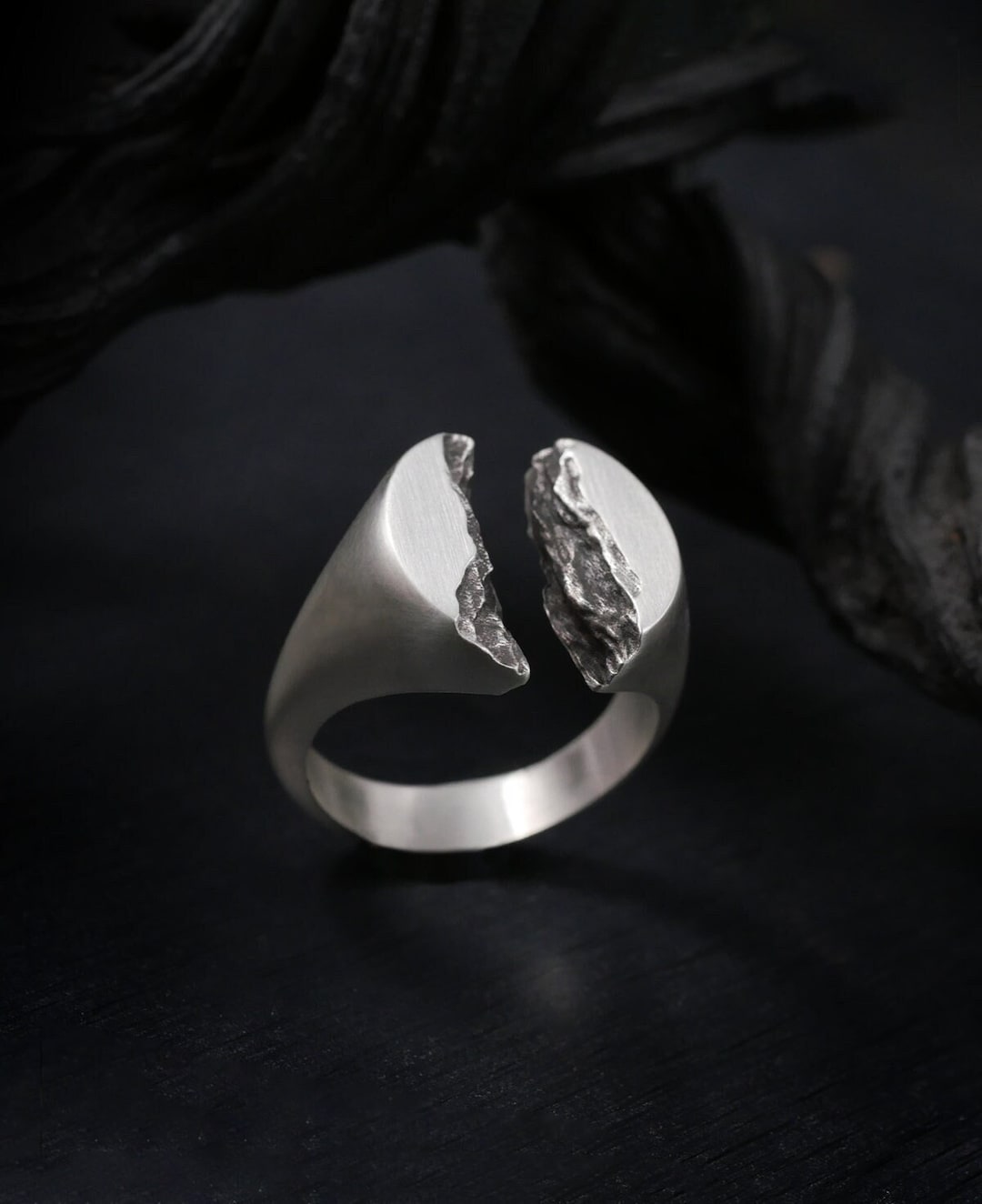 Open Rift Ring - Mens Silver Ring, Mens Brutalist Ring, Biker Ring ...
