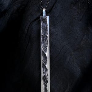 Long Rift Necklace - Mens Silver Necklace , Mens Brutalist Necklace ...