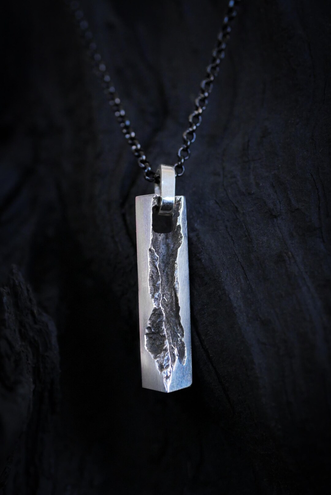 Small Rift Necklace - Mens Silver Necklace , Mens Brutalist Necklace ...