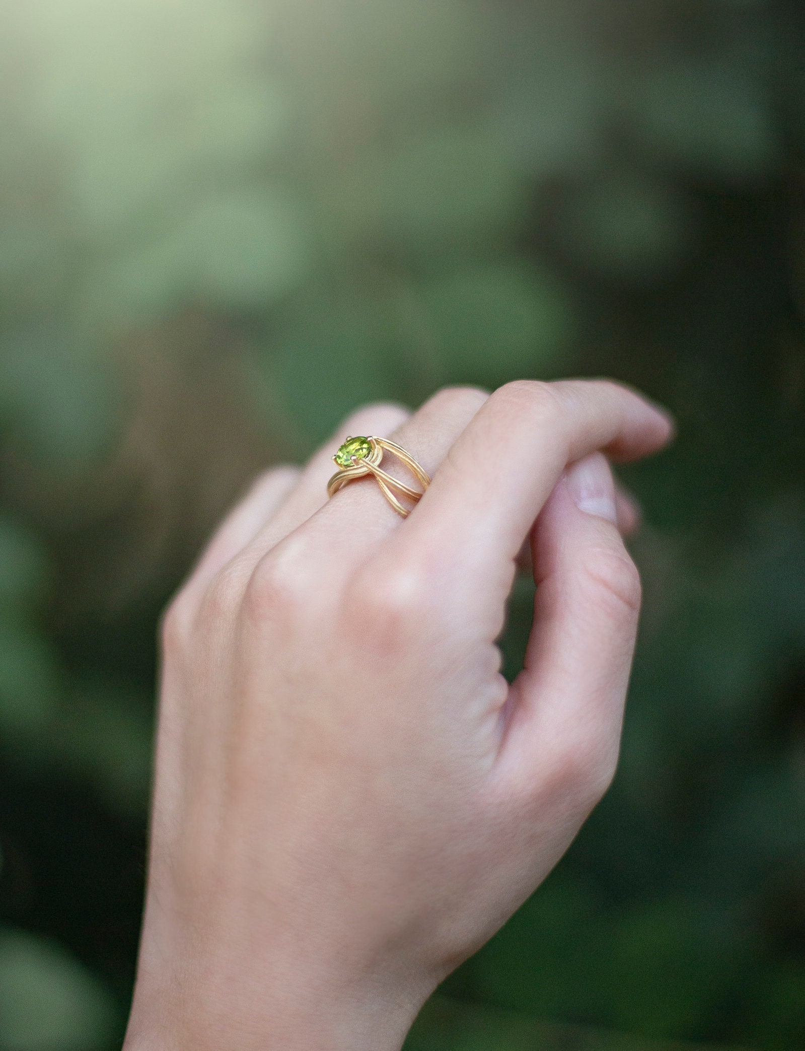 Golden Quenya Ring Art Nouveau Engagement Ring With Peridot | Etsy
