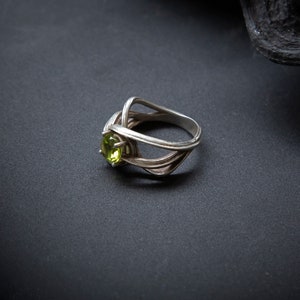 Quenya Ring - Art Nouveau Engagement Ring With Peridot , Aquamarine ...