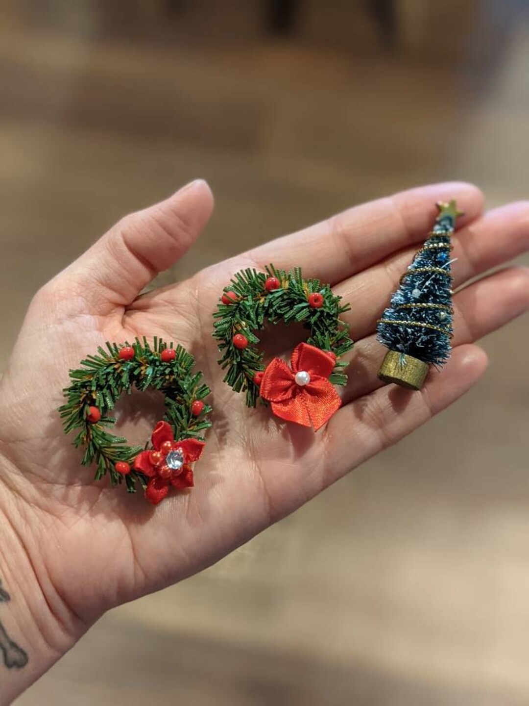 Miniature Christmas Tree and Wreath Set | 1:12 Scale | Christmas ...