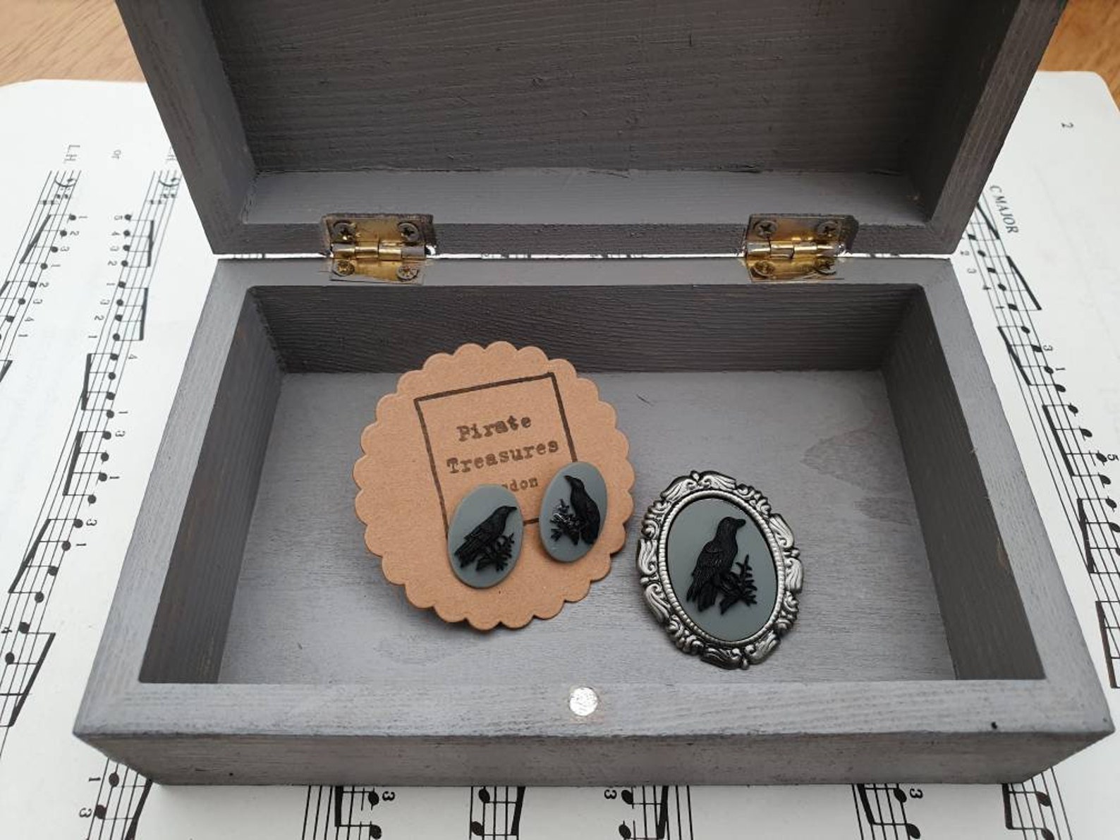 Gothic Jewellery Box With Crow or Raven Cameo, Altered Wooden Trinket ...