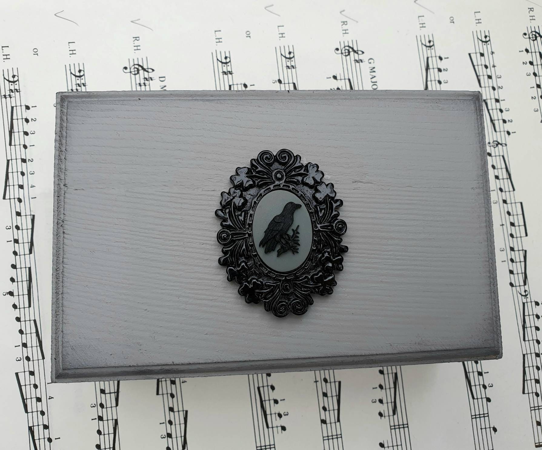 Gothic Jewellery Box With Crow or Raven Cameo, Altered Wooden Trinket ...