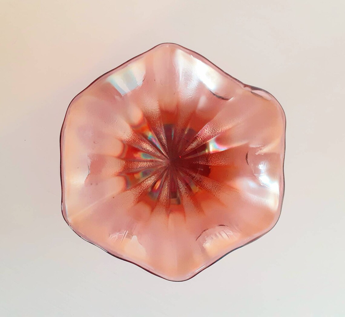 Vintage Carnival Glass Fluted Pedestal Dish Red Compote | Etsy