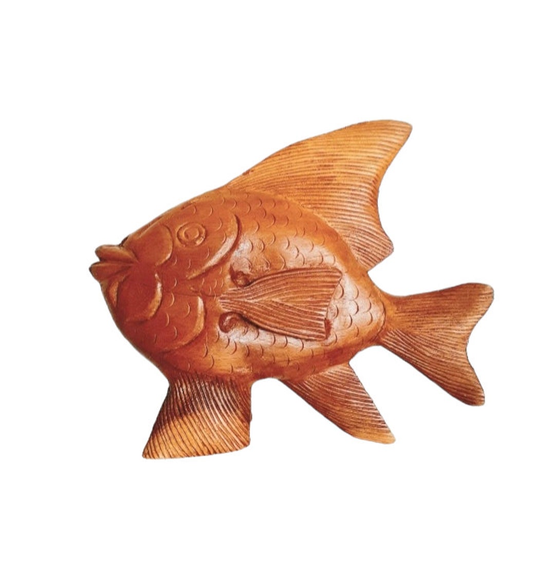 Vintage MCM Mid Century Carved Wood Tropical Fish Statue Wood Decor - Etsy