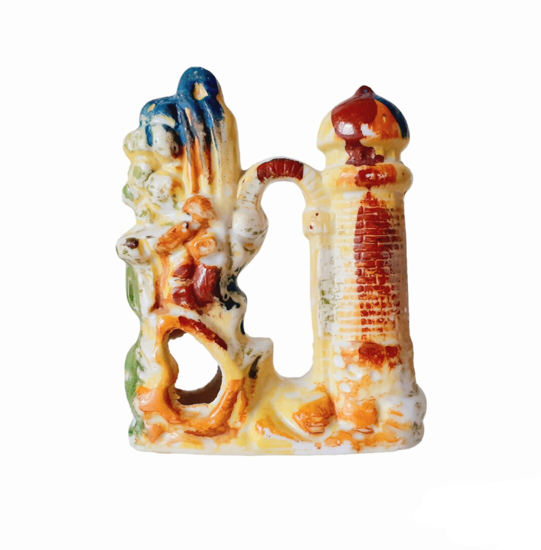 Mid Century Ceramic Fish Tank Aquarium Figurine Orange Brown Lighthouse ...