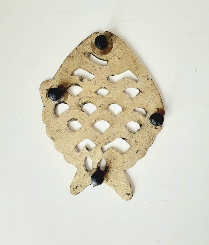 Vintage Solid Brass Fish Trivet - Etsy