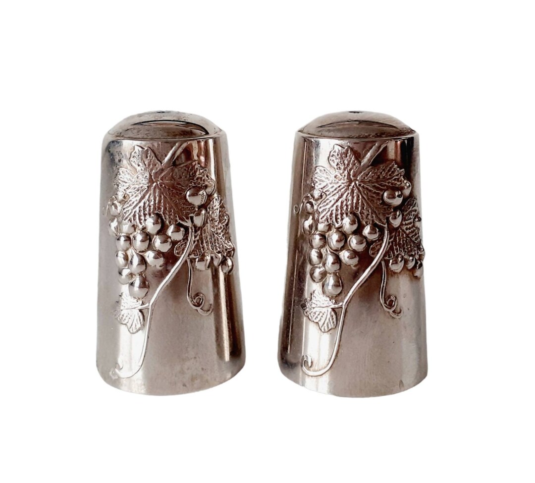 Vintage Nickel Plate Salt and Pepper Shaker Set Grape Design - Etsy