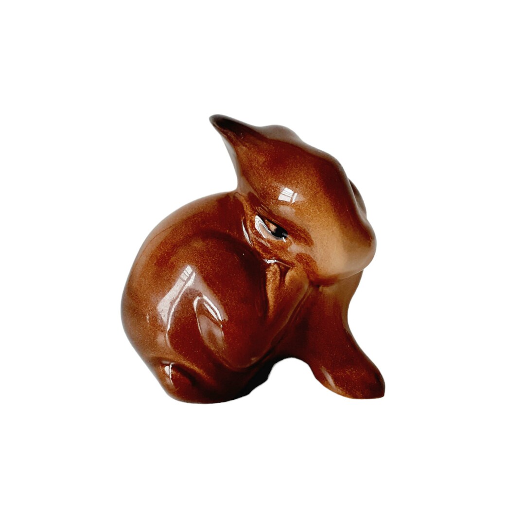 Vintage Glazed Ceramic Brown Bunny Rabbit - Etsy