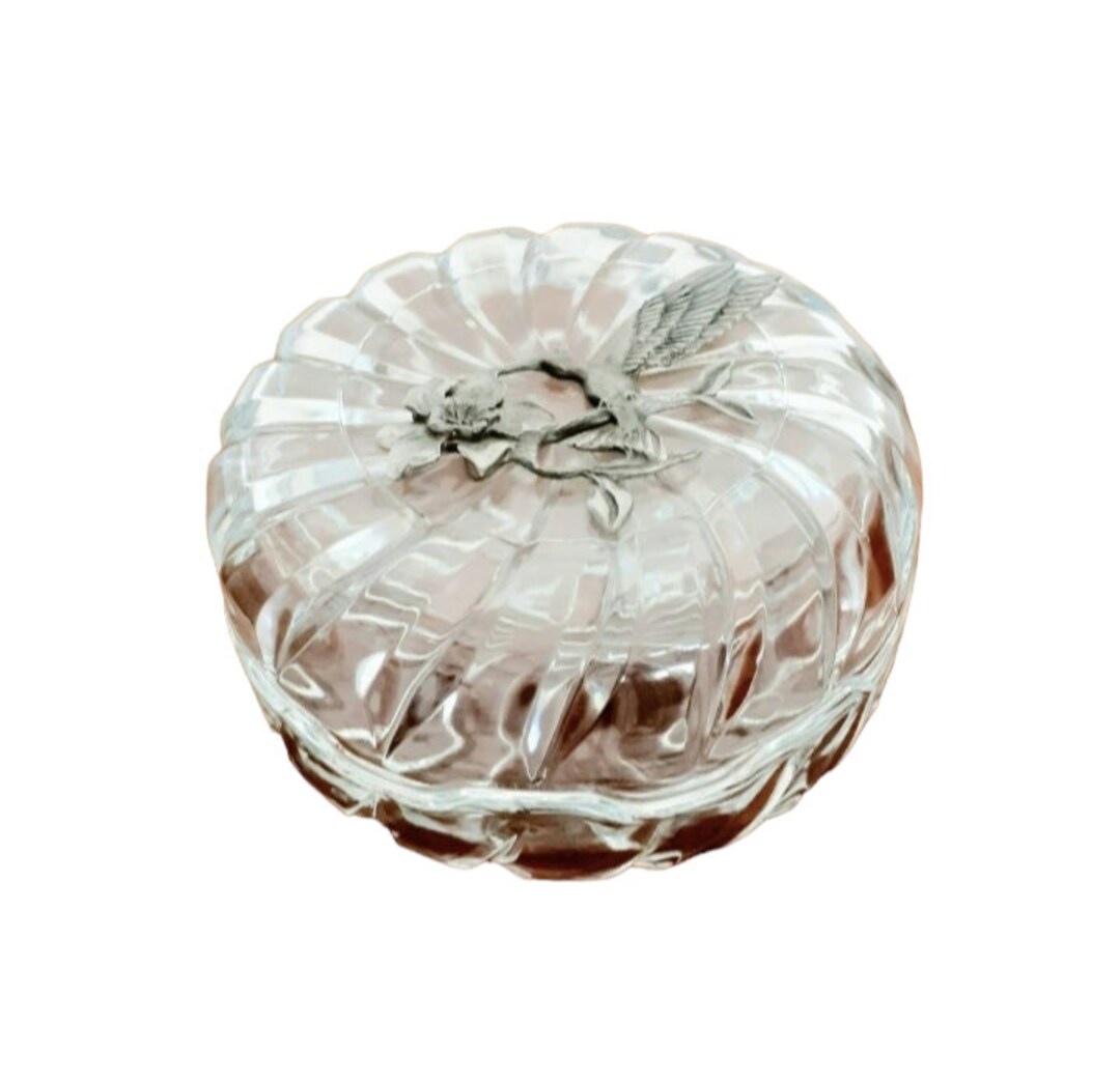 Vintage Covetro Italian Round Glass Jewelry Box Trinket Stash - Etsy