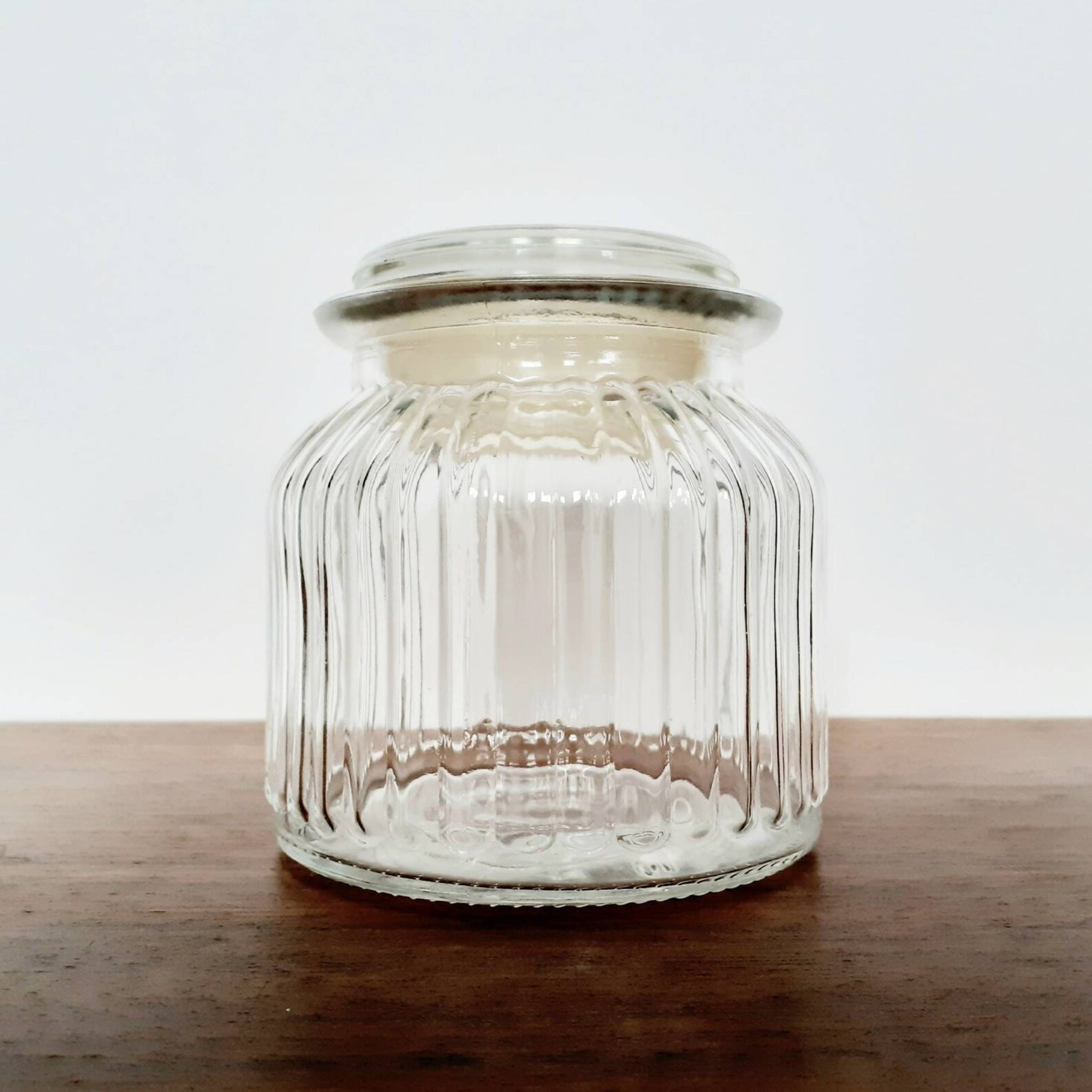 Vintage Clear Glass Ribbed Jar - Etsy