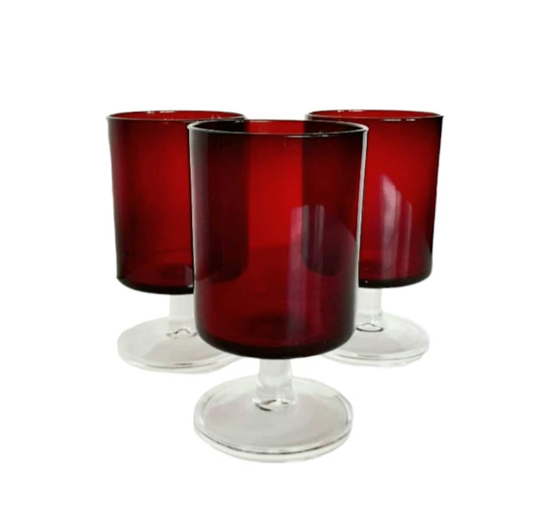 Vintage Luminarc Red and Clear Glass Wine Glass Stemware Set of 3 - Etsy