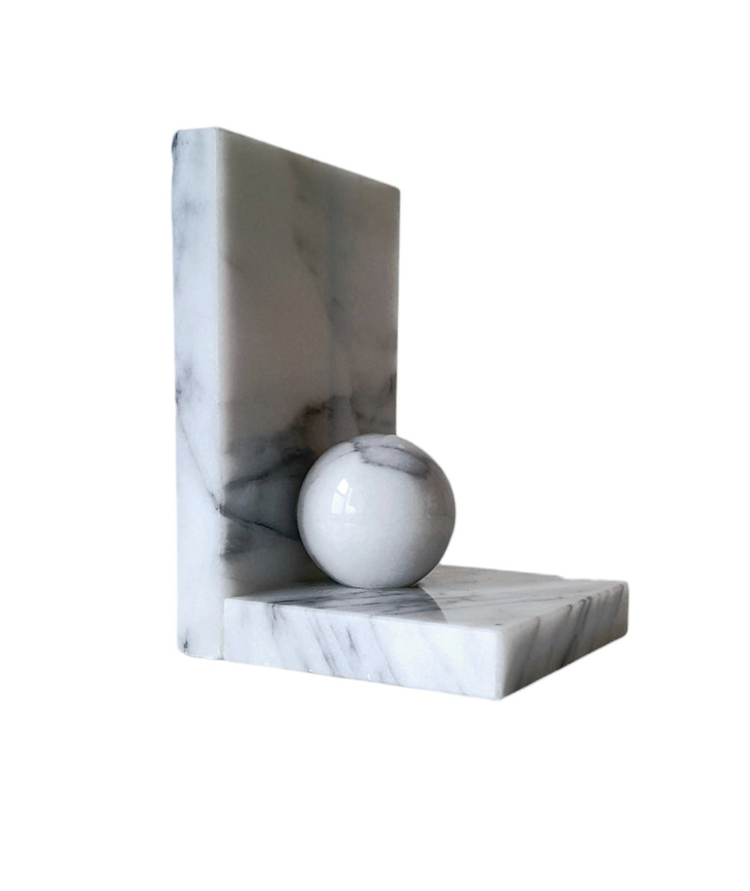 Vintage Grey White Marble Sphere Ball Bookend - Etsy
