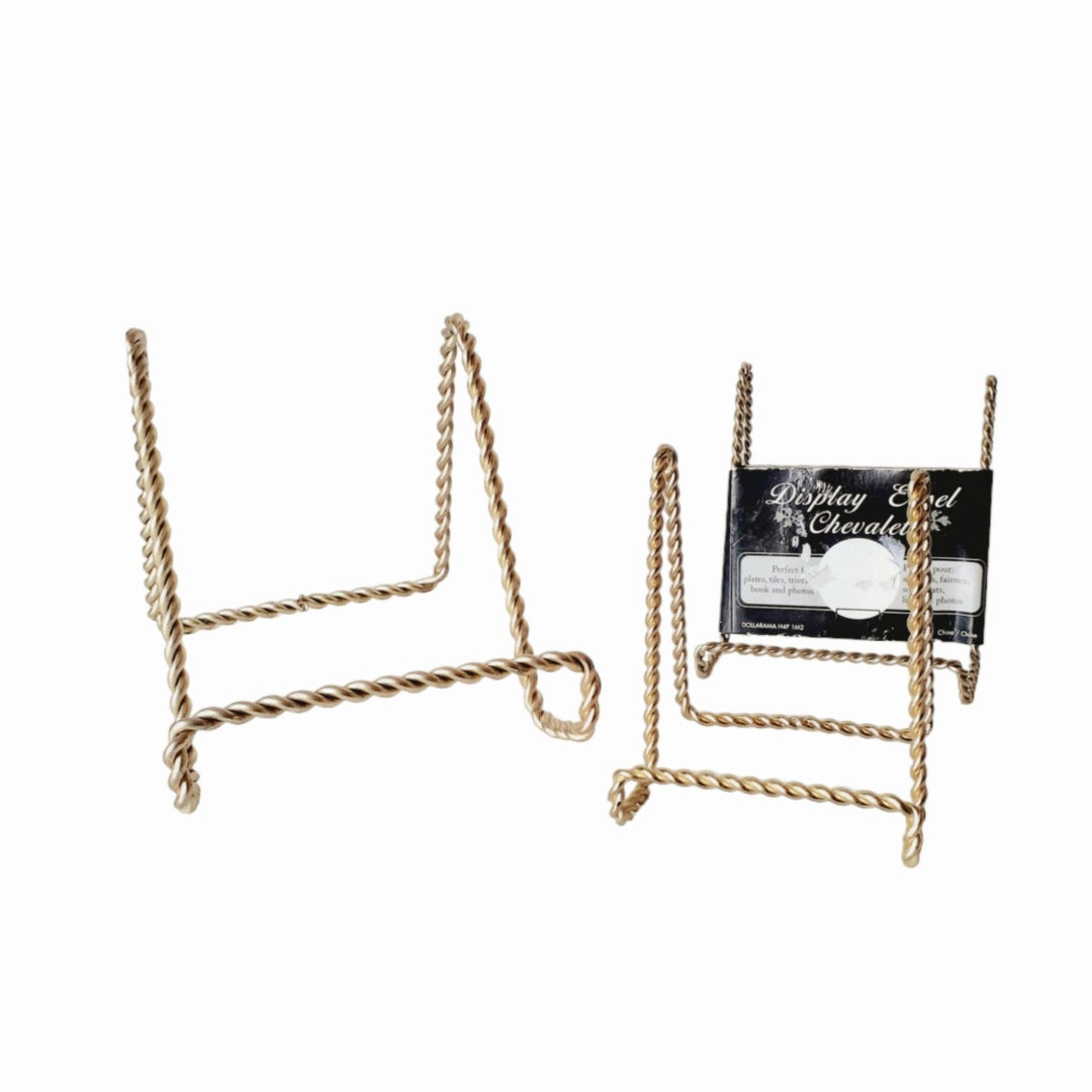 Vintage Gold Tone Twisted Metal Picture Holder Plate Stand Set of 3 - Etsy
