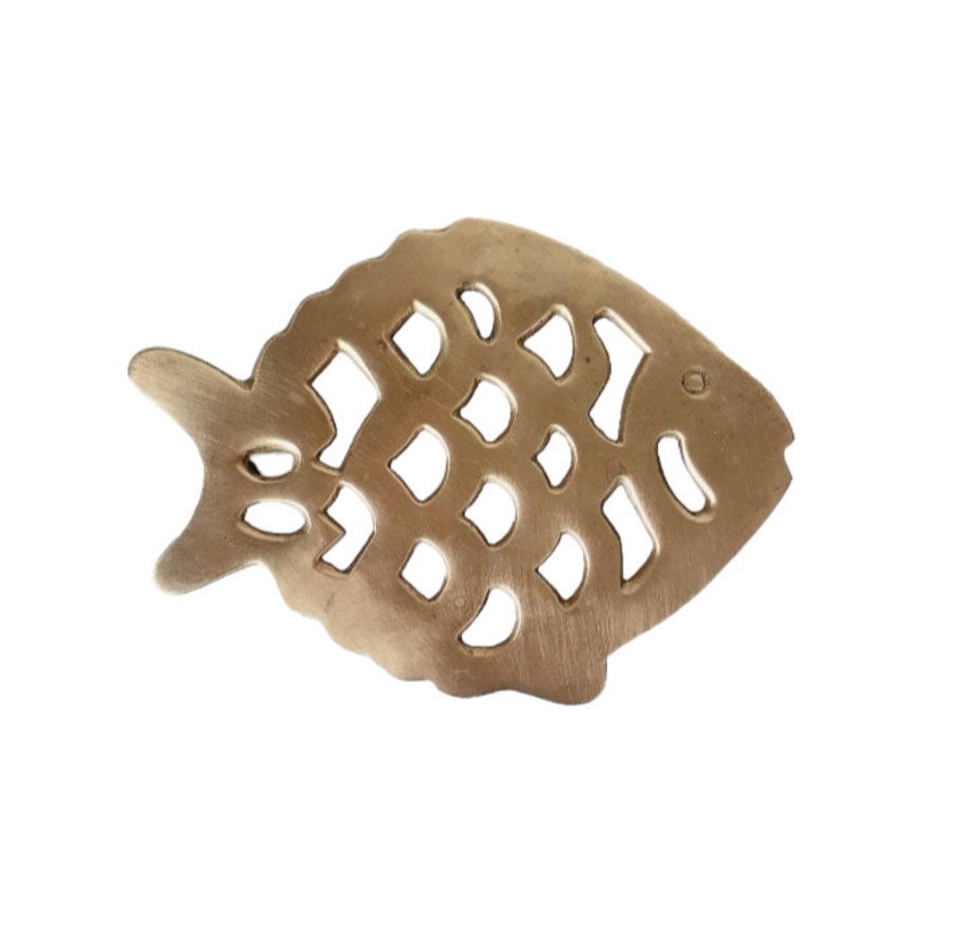 Vintage Solid Brass Fish Trivet - Etsy