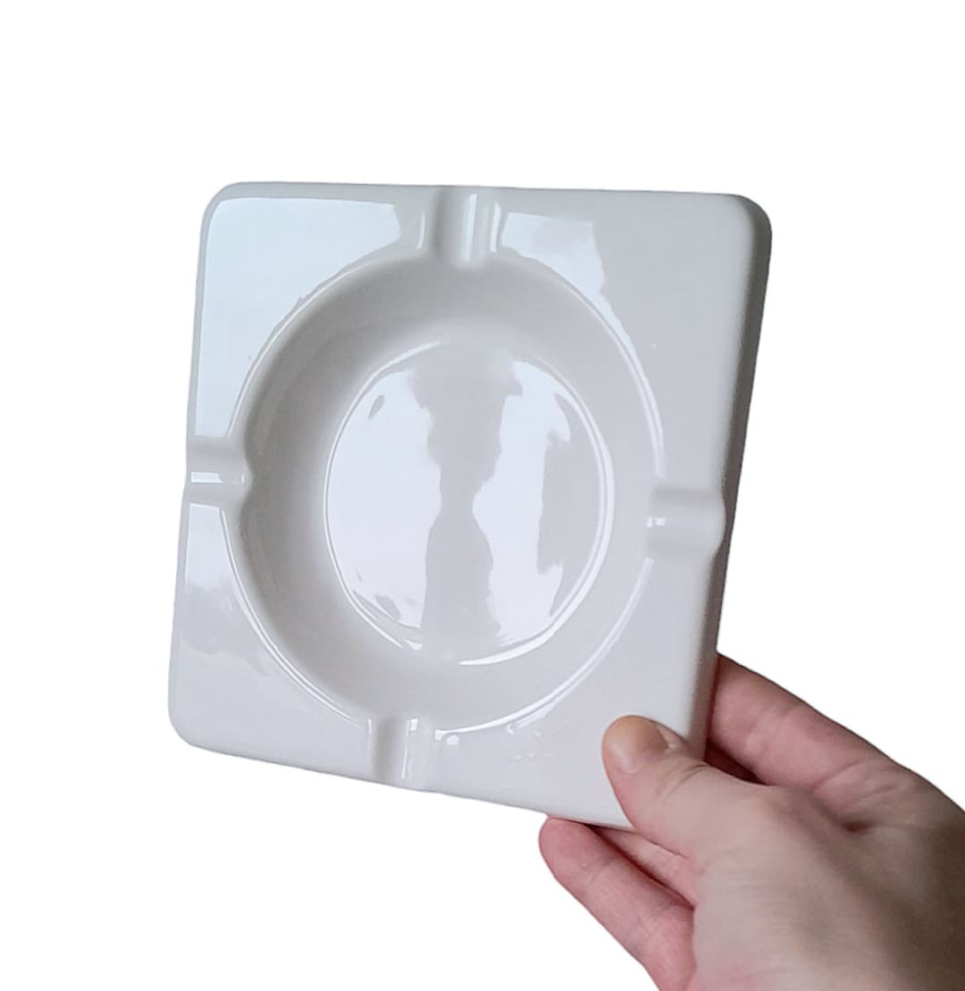 Vintage White Ceramic Square Ashtray - Etsy