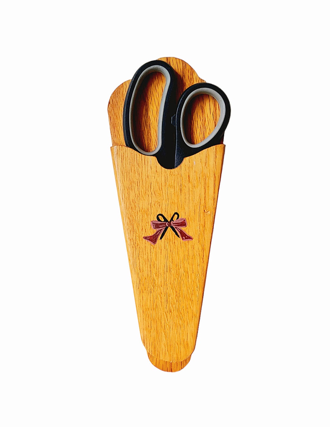 Vintage Hand Painted Solid Oak Wood Wall Scissors Holder - Etsy