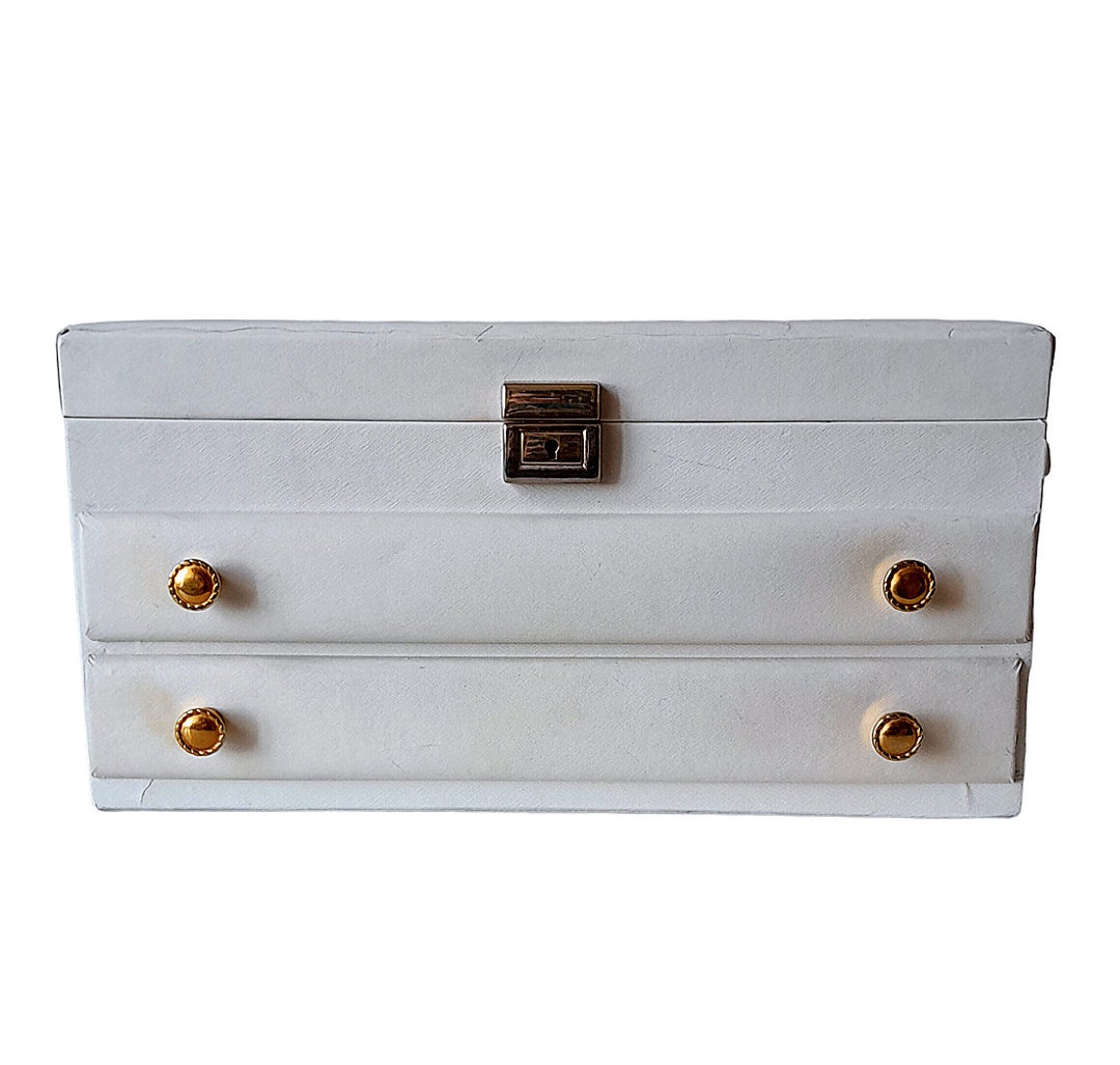 Vintage Mid Century Large off White Buxton Jewelry Box - Etsy