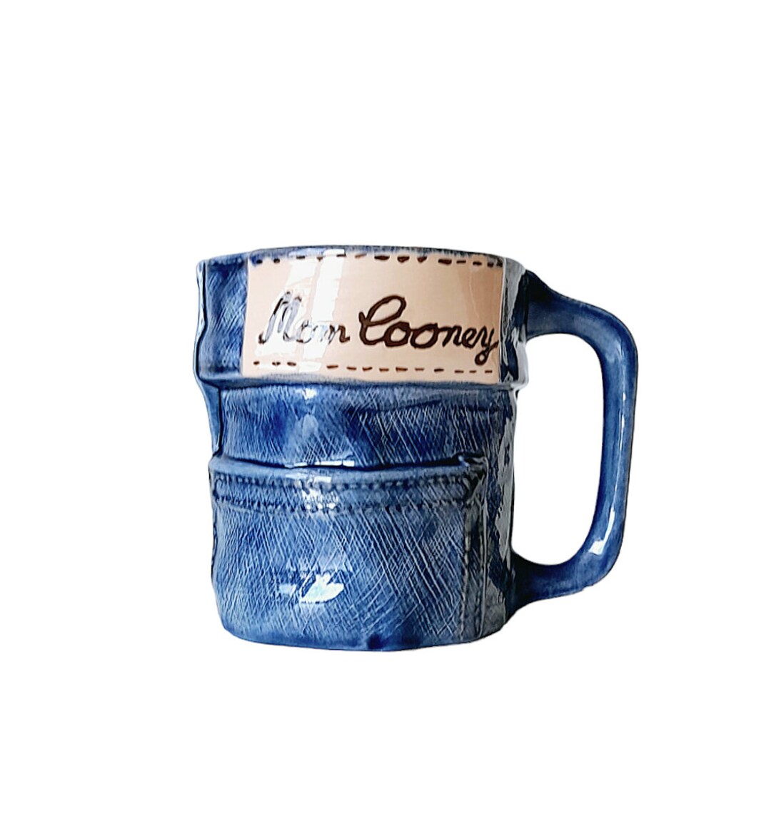 Vintage Blue Demin Jeans Style Hand Painted Ceramic Mug Tea Coffee Cup ...