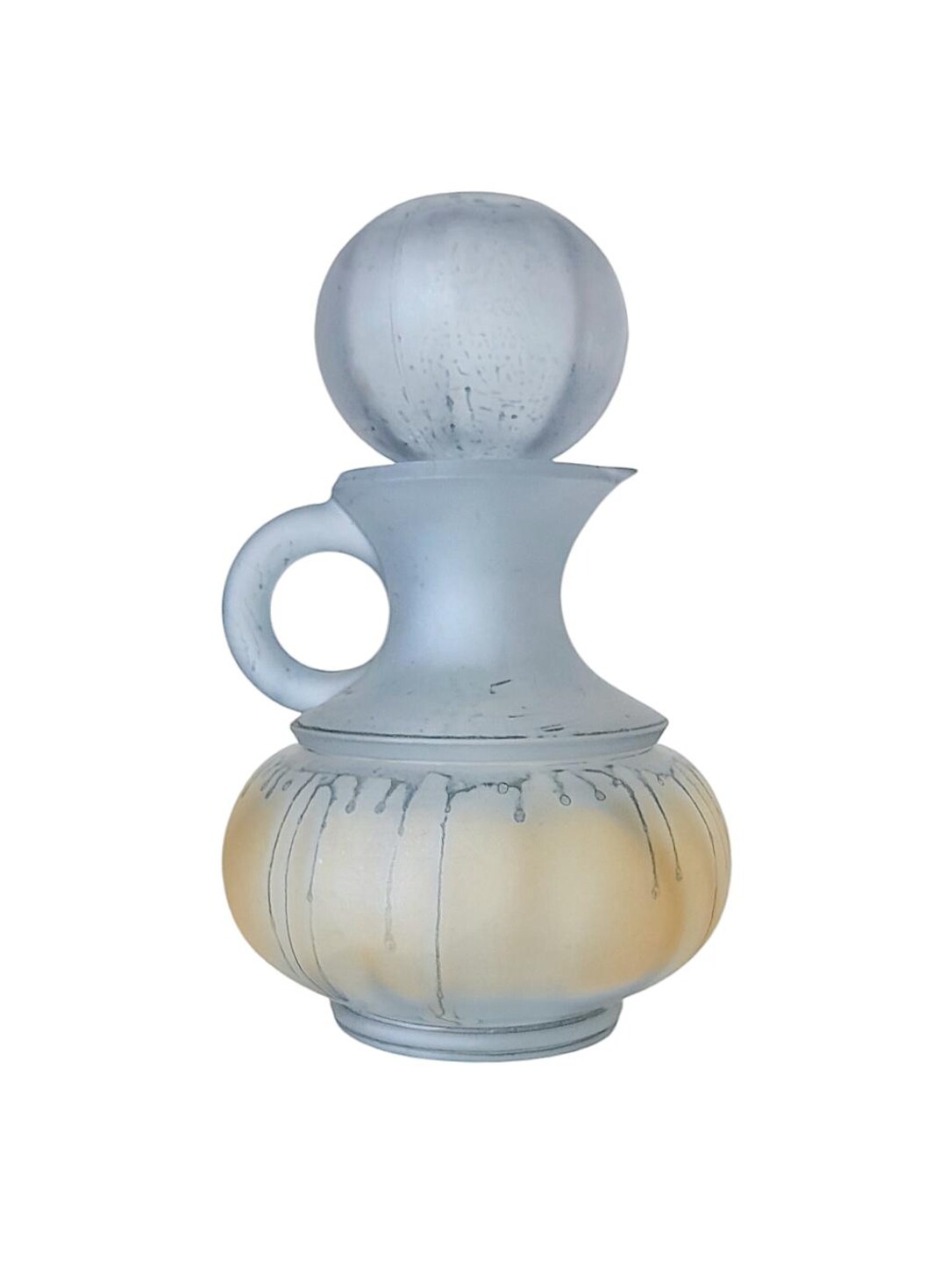 Vintage Blue Yellow Israeli Simron Frosted Glass Lidded Wine Decanter ...