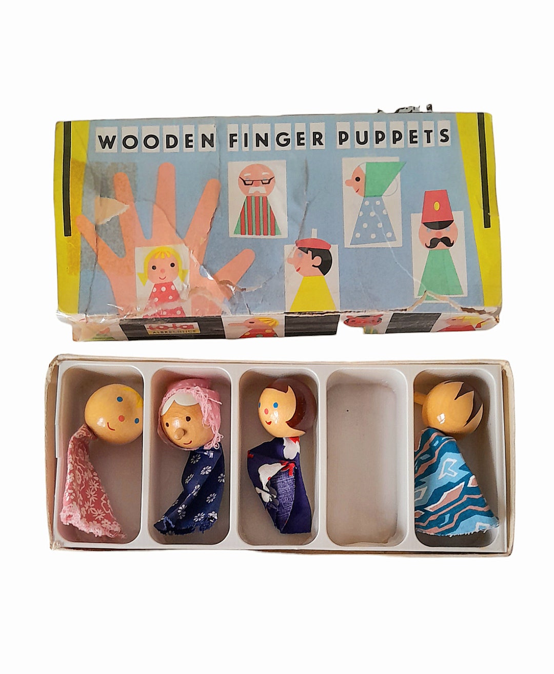 Vintage Wood and Fabric Finger Puppets - Etsy