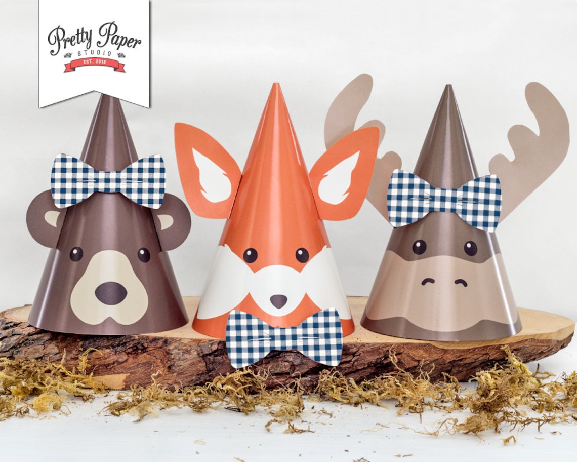 Woodland Animal Party Hats // INSTANT DOWNLOAD // Fox Moose - Etsy
