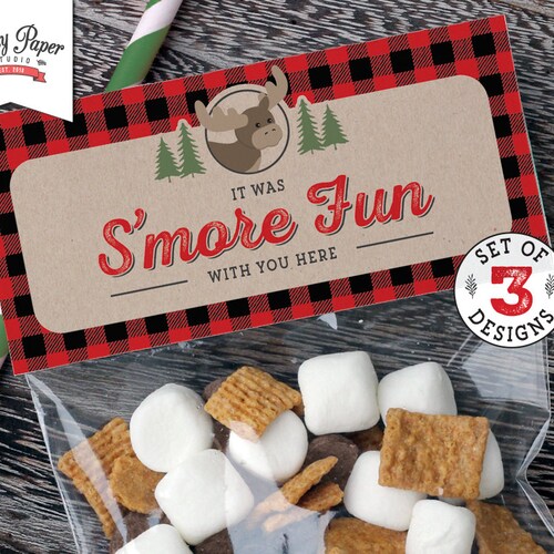 Treat Bag Toppers buffalo Plaid Woodland // INSTANT DOWNLOAD - Etsy