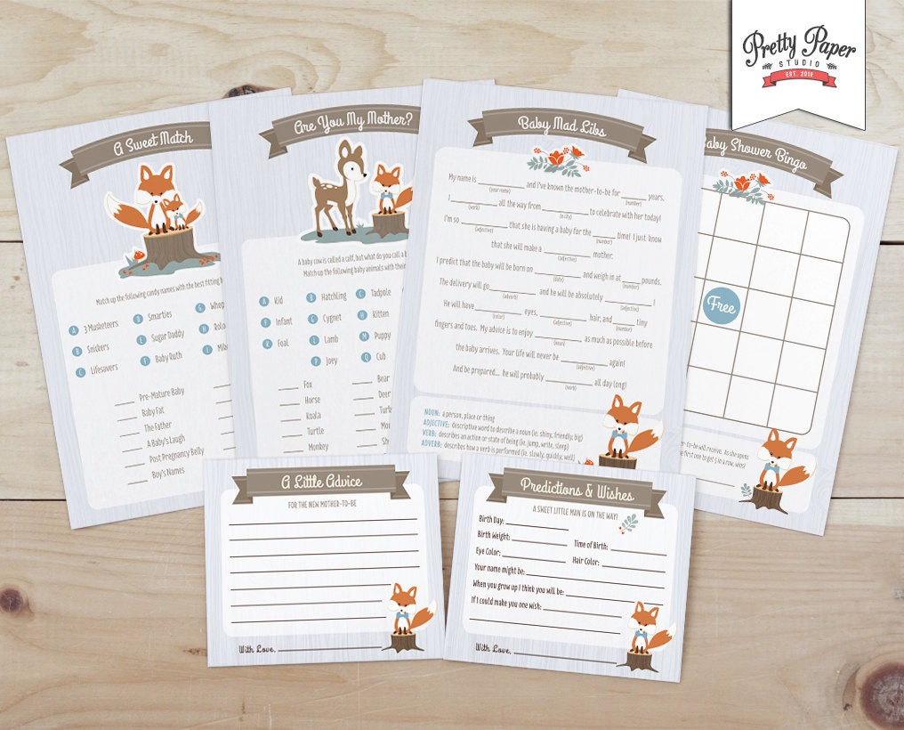 Baby Shower Game Pack Woodland Baby Shower // INSTANT | Etsy