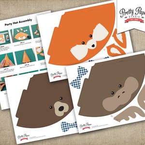 Woodland Animal Party Hats // INSTANT DOWNLOAD // Fox Moose Bear ...
